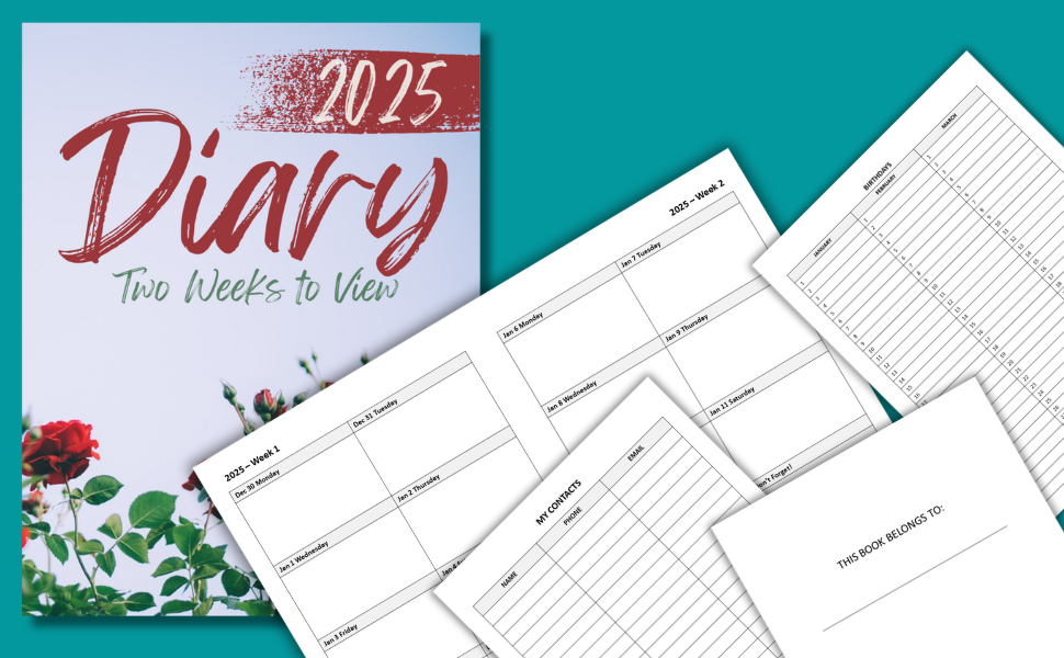 2025 Diary Two Weeks to View - Christmas Toys and Games